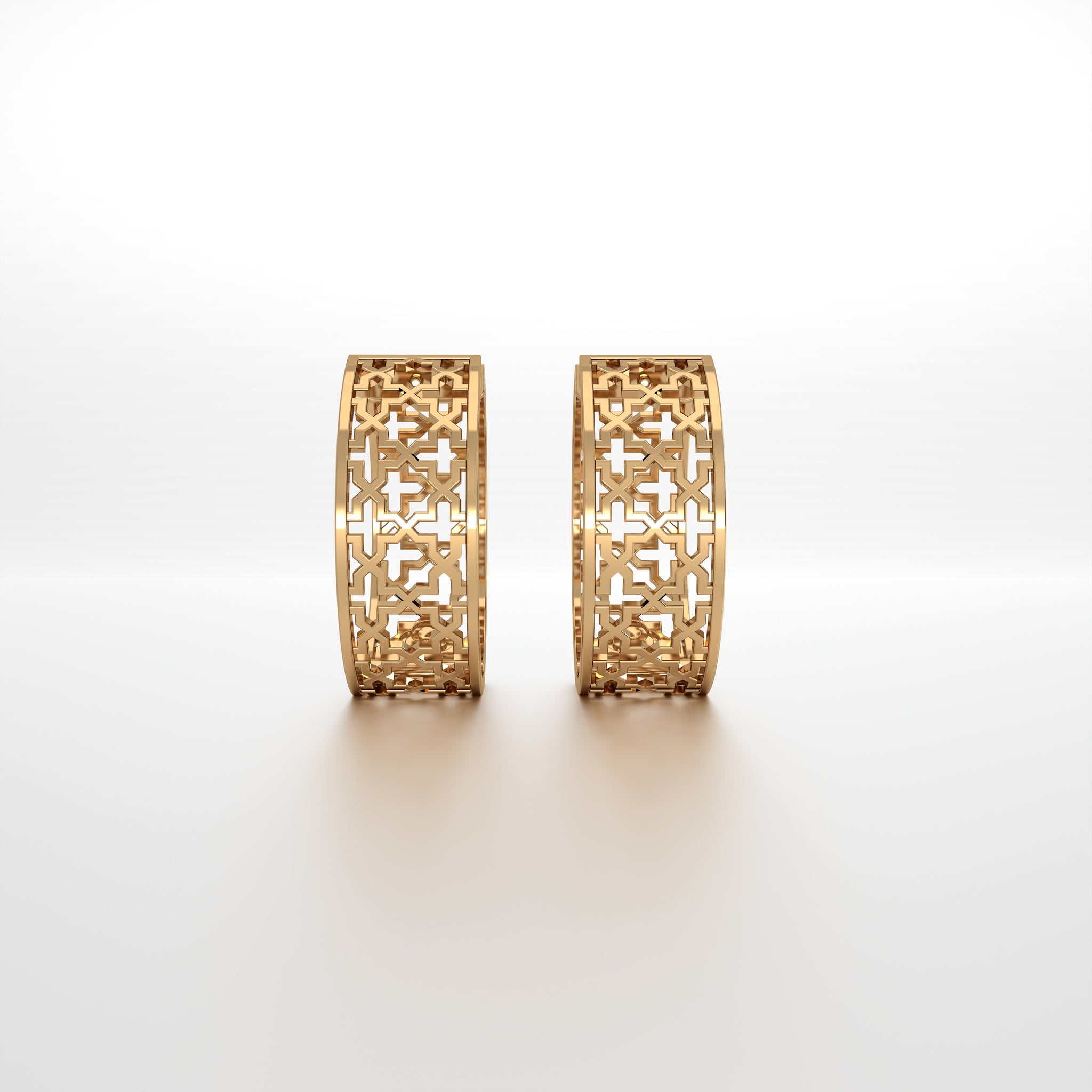 Emira Perforated Plain Gold Hoops - Large